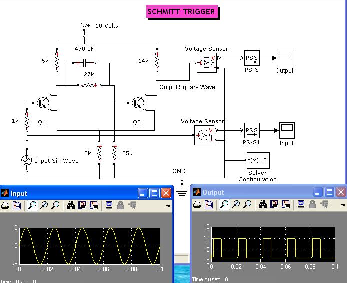 Two Transistor Schmitt Trigger Circuit - Circuit Diagram