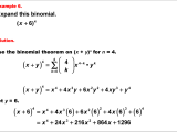 Math Example Polynomial Concepts Binomial Theorem Example 6 Media4math