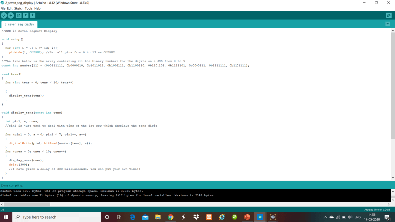 Multiple Seven Segment Display With Arduino In Proteus