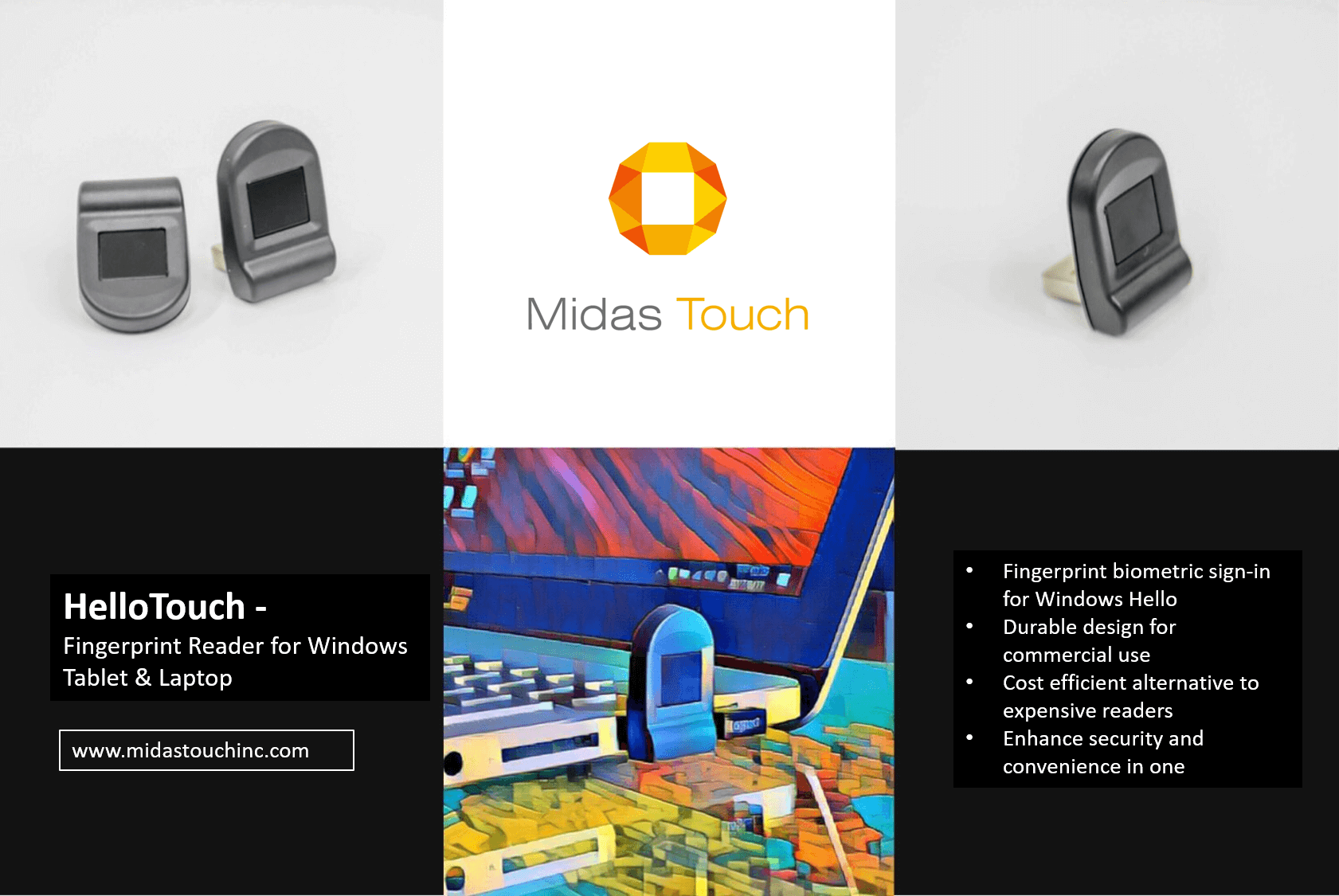 Fingerprint Reader - HelloTouch designed for Auto Login | Midas Touch