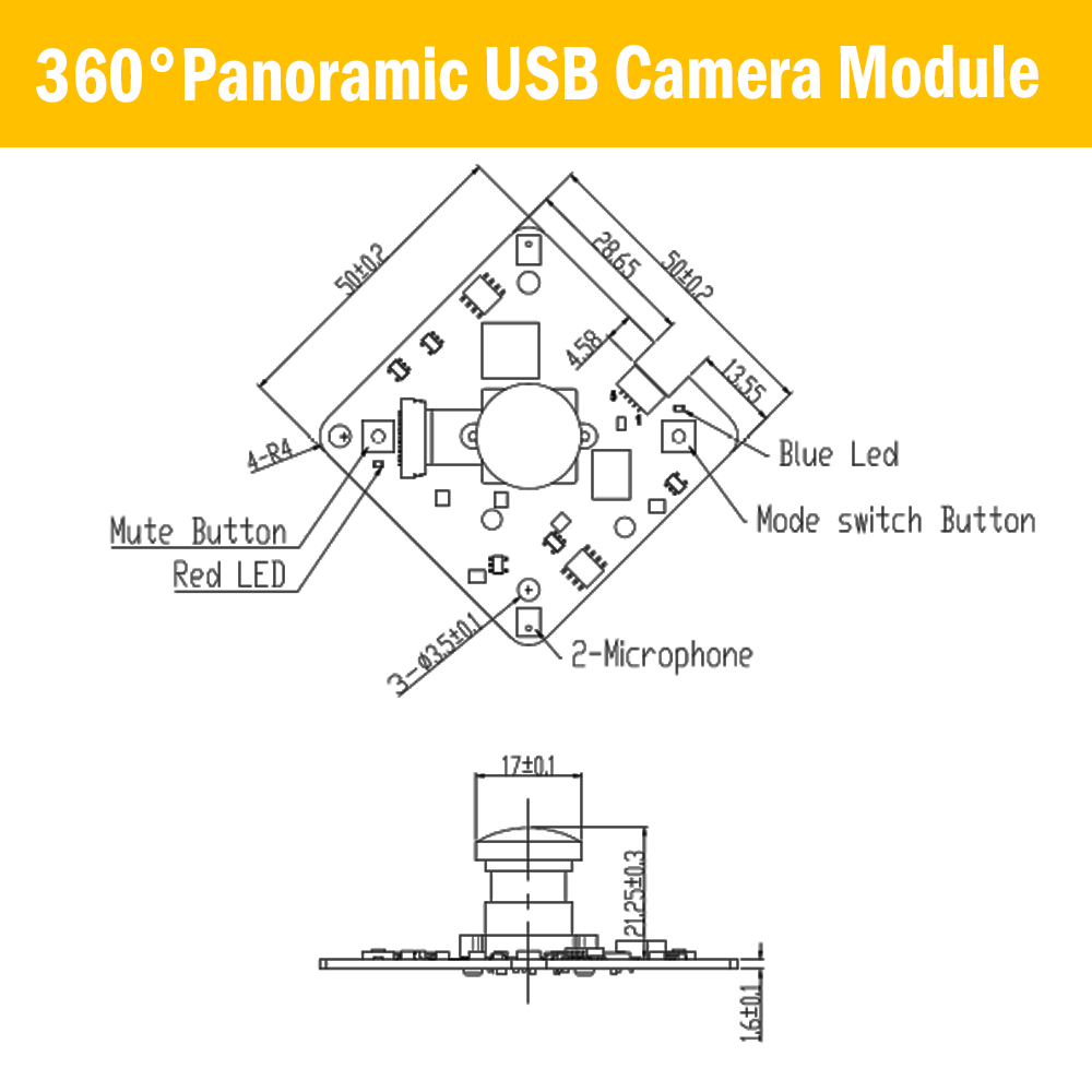 360° Degree Panoramic Wide Angle USB CMOS Camera Module | Midas Touch