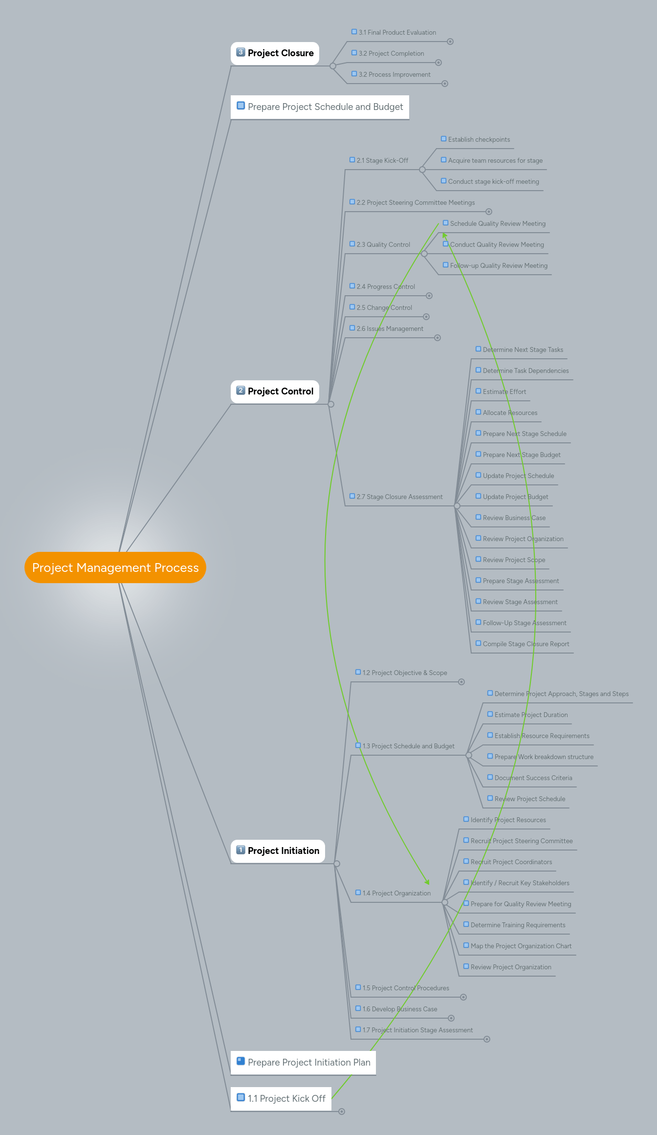 Project Management Process Mindmeister Mind Map