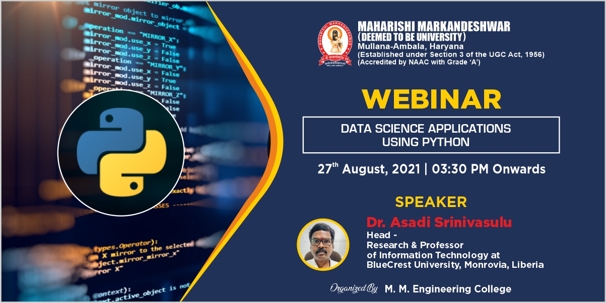 Webinar Data Science Applications Using Python Mmdu Mullana
