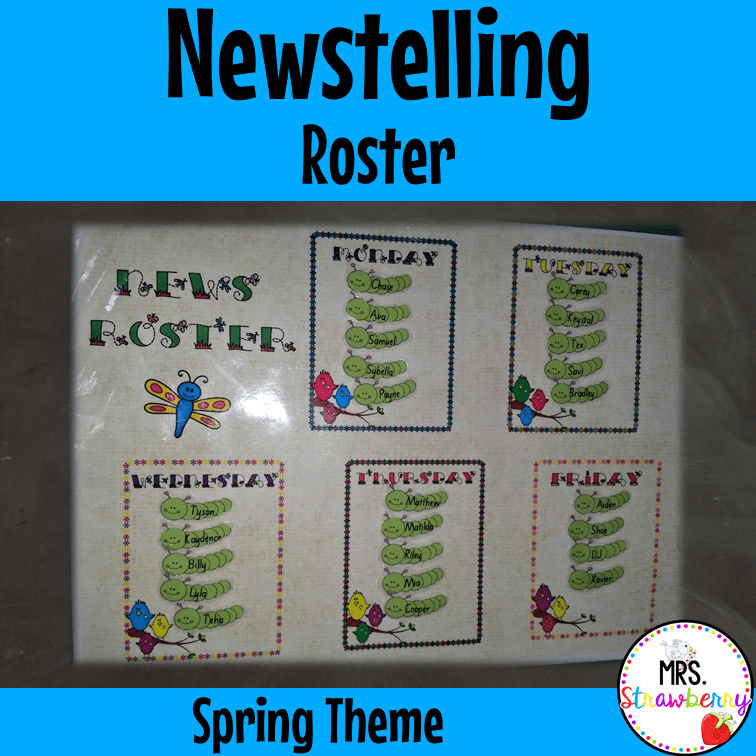 Newstelling Roster Spring Theme - Mrs. Strawberry