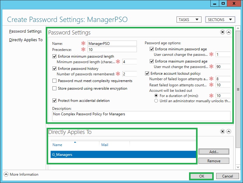 Creating a Fine –Grained Password Policy in Windows Server 2012