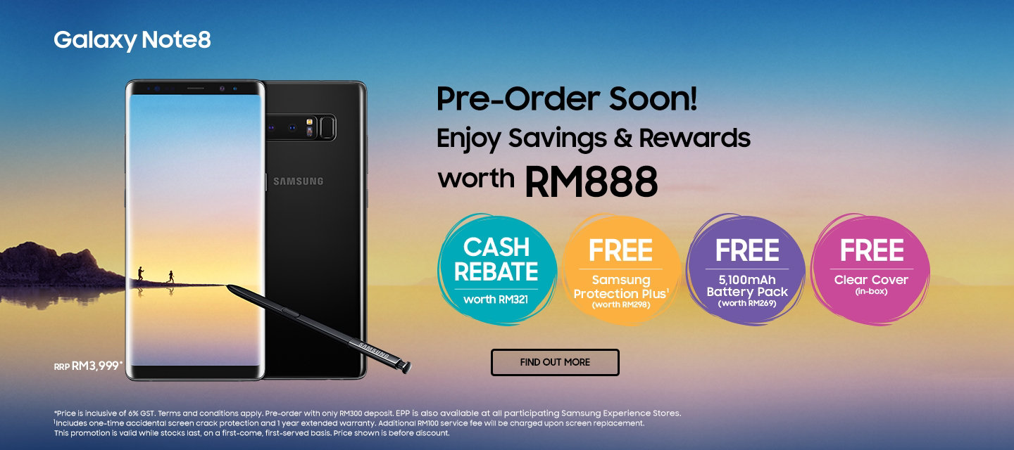 Samsung Galaxy Note8 retails for RM 3,999; Pre-order and enjoy RM 888 worth of savings & rewards