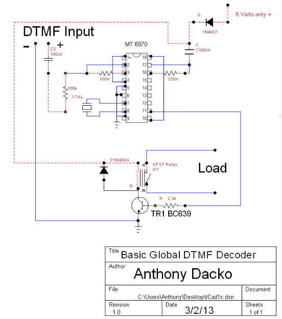 Dtmf Circuit Diagram Using Cm8870 - Circuit Diagram