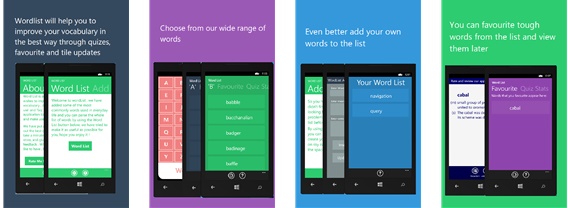 Try this : "Word List" vocabulary app for Windows Phone - NPowerUser