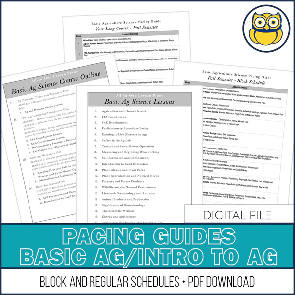 Pacing Guide Basic Ag One Less Thing