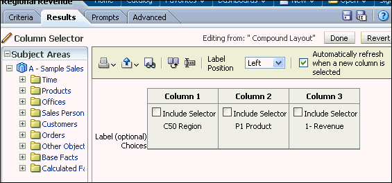 How to edit obiee dashboard Column Selector Views | Oracle OBIEE Tutorials, Discussions and Job ...