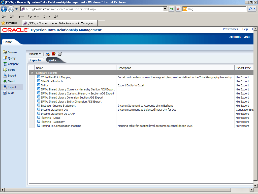 DRM Learning – Export global nodes – Oracle EPM/BI