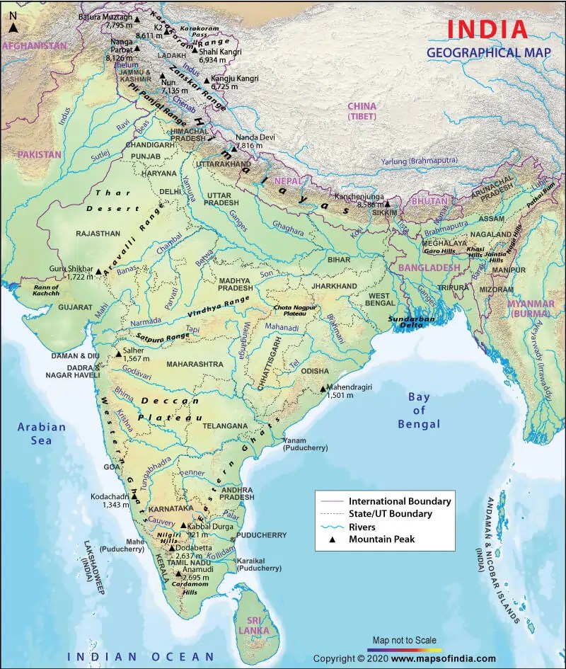 India Geographical Map PDF Download