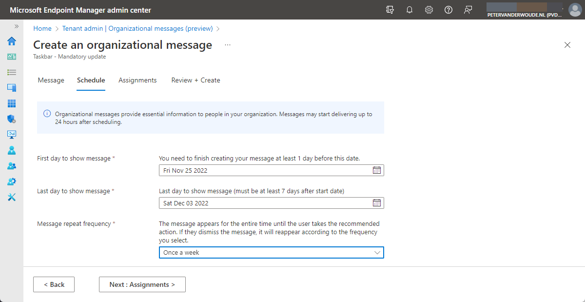 Informing users with organizational messages – All about Microsoft Intune