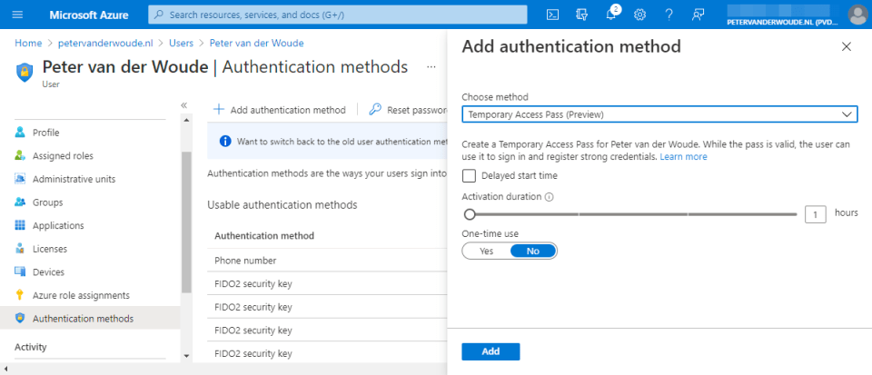 Enabling web sign-in to Windows for usage with Temporary Access Pass ...