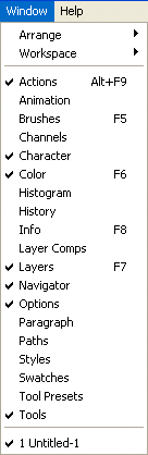 Photoshop Interface Tutorial: The Window Menu | psdeffectstutorials