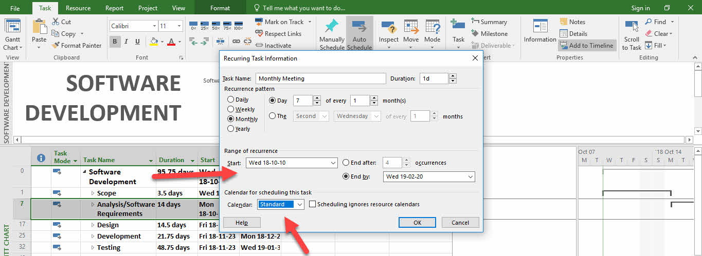 Microsoft Project 2016 | How To Create a Recurring Task