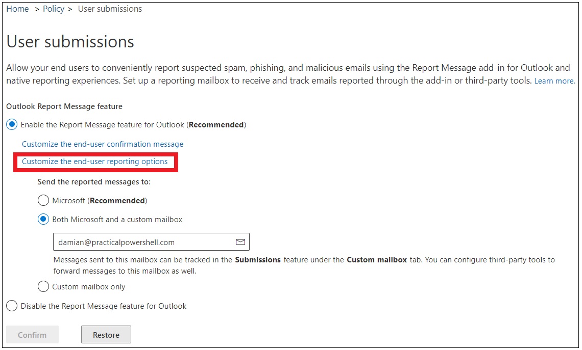 User Submissions in Exchange Online - PowerShell Geek