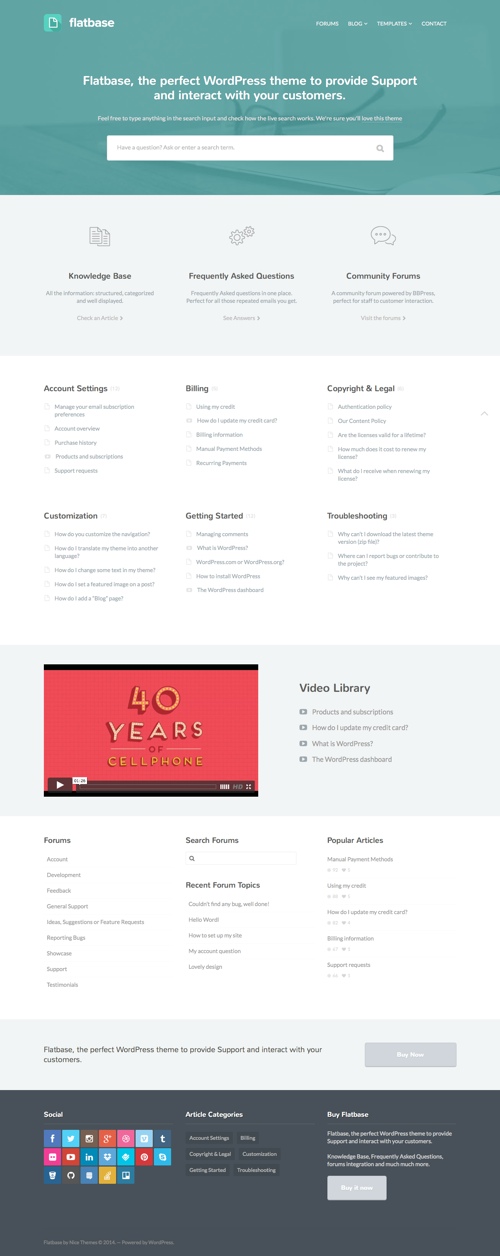 Knowledge Base & FAQ WordPress Theme: Flatbase | Skiptune