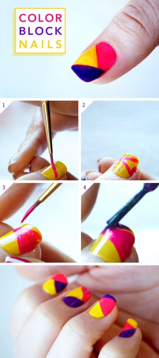 20 Color Block Nail Designs for Beginners - Pretty Designs