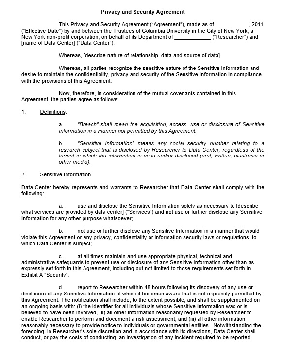 10 Free Sample Security Agreement Templates - Printable Samples