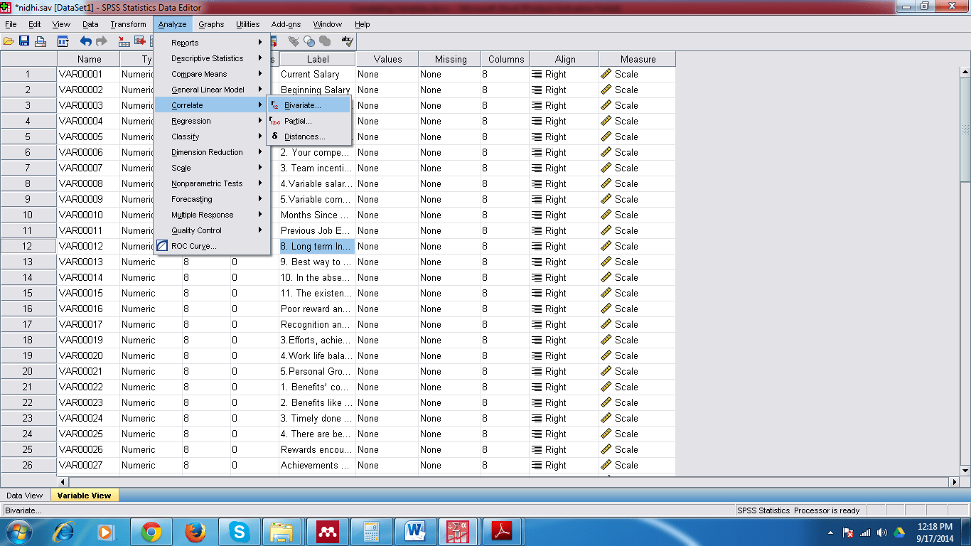 Correlation Of Variables In SPSS Correlation Of Variables In SPSS