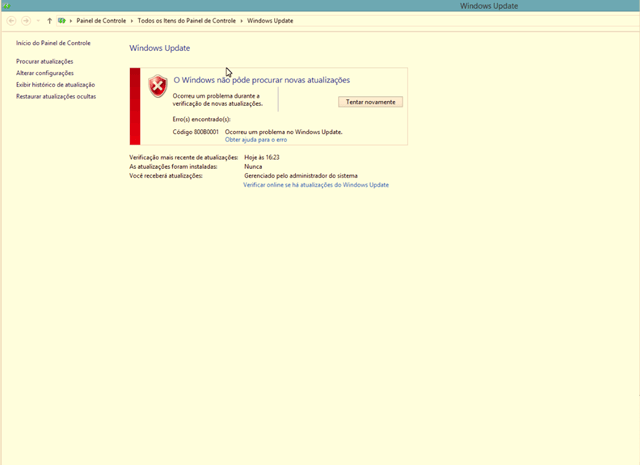 Erro 800B0001 no Windows 8 e 2012 no Windows Update - Purainfo