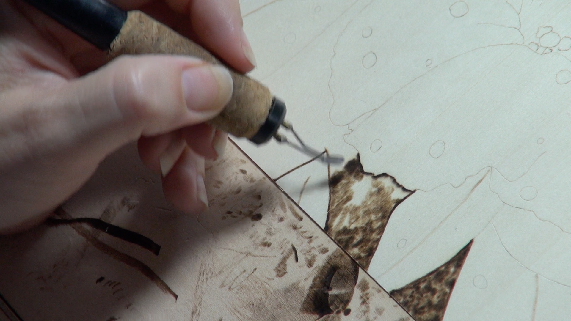 Petunia Flower with Rain Drops Pyrography Tutorial wood burning ...