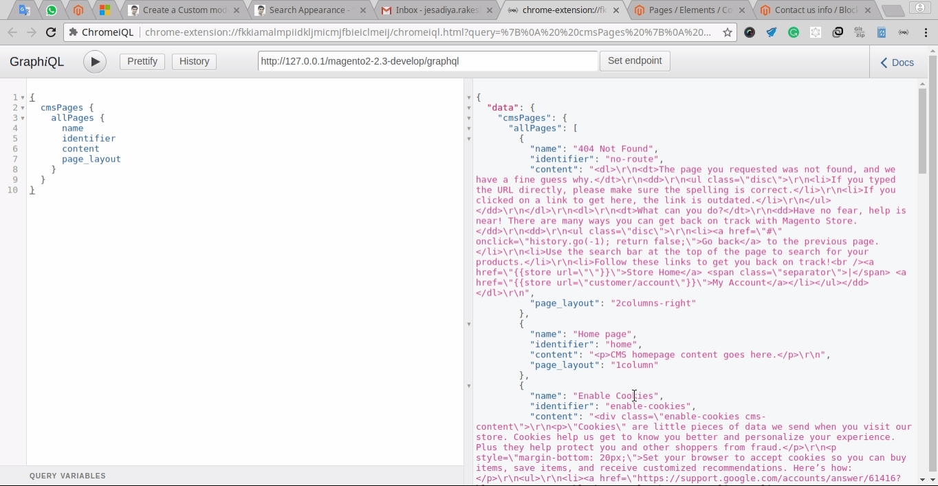 Get CMS Pages collection using Graphql Magento 2. - Rakesh Jesadiya