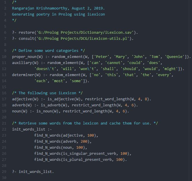Generating Poetry In Prolog Rangarajan Krishnamoorthy On Programming And Other Topics