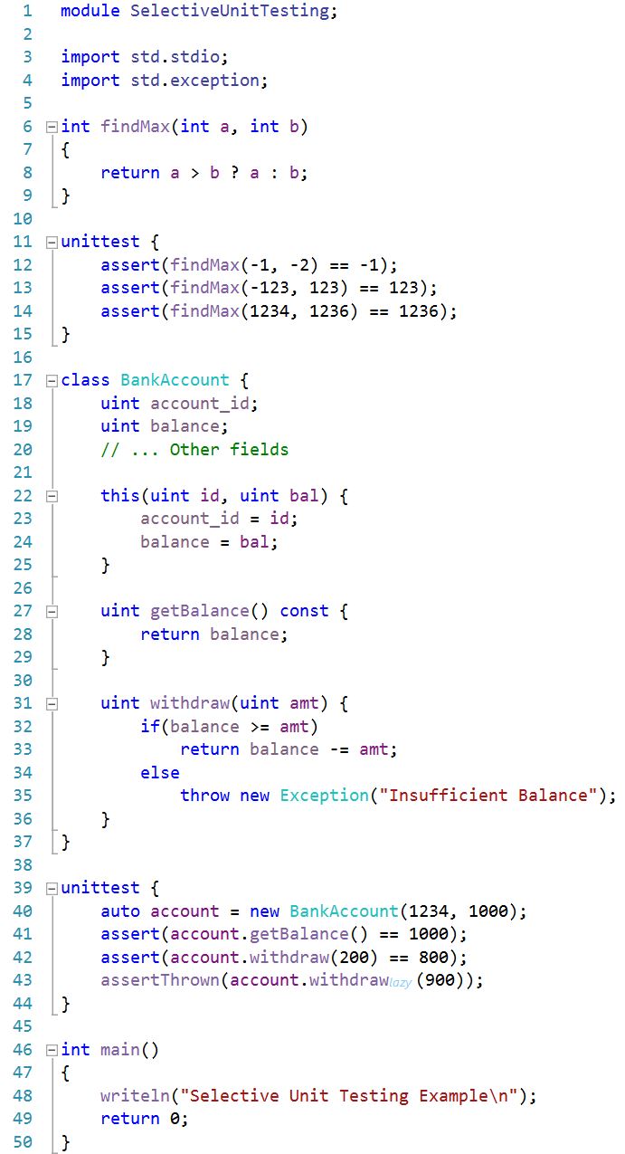 Selective Unit Testing In D Language Rangarajan Krishnamoorthy On Programming And Other Topics