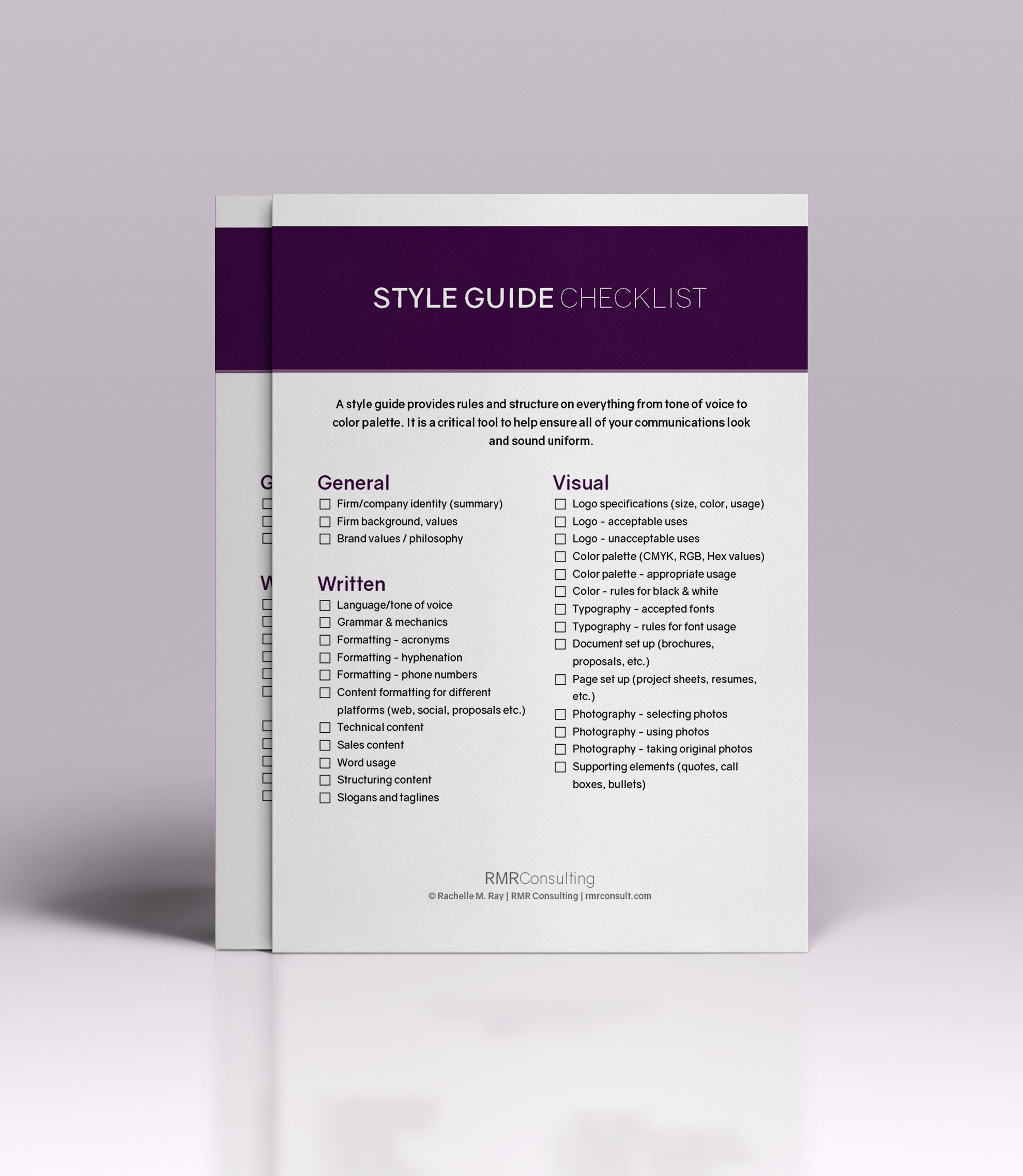 Style Guide Checklist - RMR Consulting