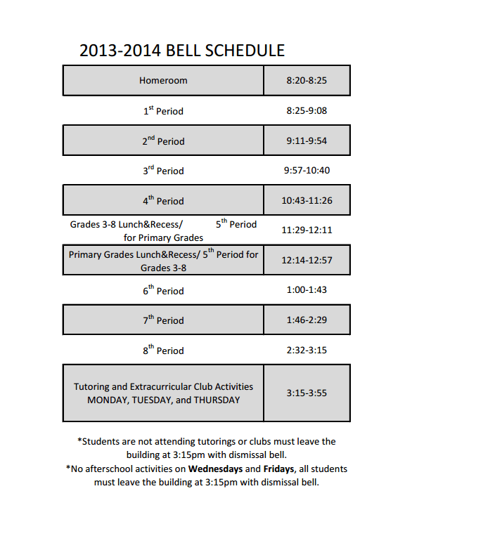 bell-schedule – Science Academy of Chicago – STEAM Oriented PreK-8 ...