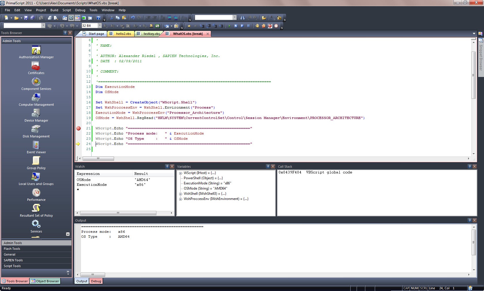 Feature Peek PrimalScript 2011: 32/64 bit debugging - SAPIEN Blog Feature Peek PrimalScript 2011: 32/64 bit debugging - SAPIEN Blog