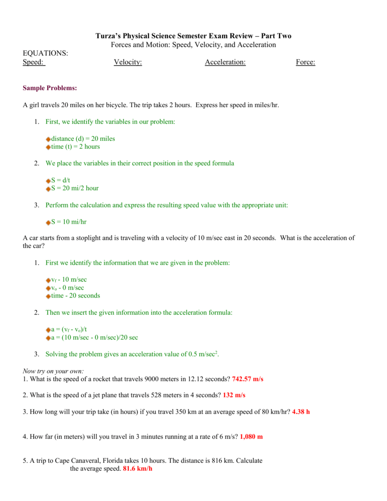 Practice Problems Speed Velocity And Acceleration Scienceworksheets practice-problems-speed-velocity-and-acceleration-scienceworksheets