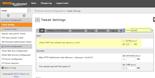 Increase The Upload Size For Mysql Database On Cpanel With Phpmyadmin Using Whm