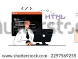 Concept Computer Programming Developing Software Game Stock Vector