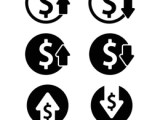 Set Cost Symbol Dollar Increase Decrease Stock Vector Royalty Free