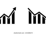 Growing Bar Graph Increase Decrease Flat Stock Vector Royalty Free
