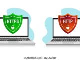 Https Protocols On Shield On Laptop Stock Vector Royalty Free