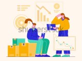 Illustration Financial Decrease Crisis Concept Business Stock Vector