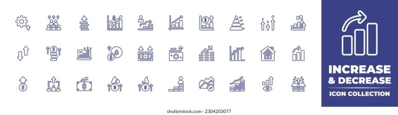 Increase And Decrease Line Icon Collection Editable Stroke Vector - Best Dark Patterns in Ultra HD