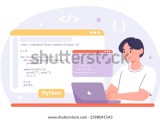 Man Python Code Concept Programmer Specialist Stock Vector Royalty