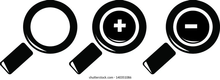Monochromatic Increase Decrease Magnifiers Icons Illustration On White - Space Pictures - Professional 8K Collection