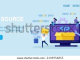 Open Source Tiny Programmers Programming Website Stock Vector Royalty