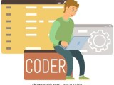 Programmer Engineering Coding Coder Programmers Working Stock Vector