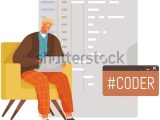 Programmer Engineering Coding Coder Programmers Working Stock Vector