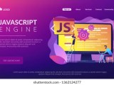 Programmers Using Javascript Programming Language On Stock Vector