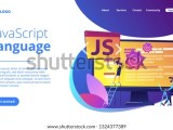 Programmers Using Javascript Programming Language On Stock Vector