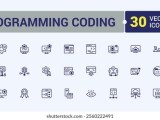 Programming Coding Icon Set Icon Algorithm Stock Vector Royalty Free