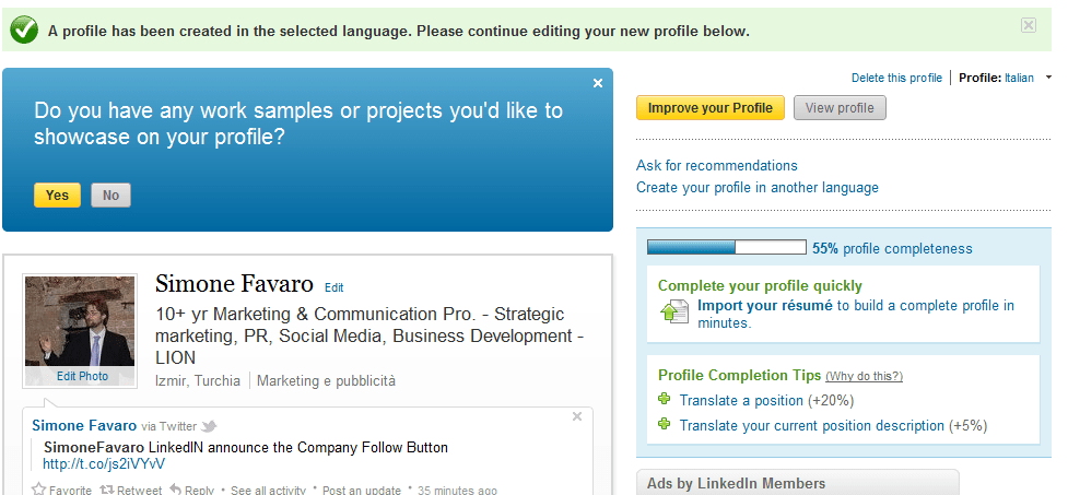 [Guida a LinkedIN] Conoscere il profilo (parte 2). Il profilo multilingua - SIMONE FAVARO